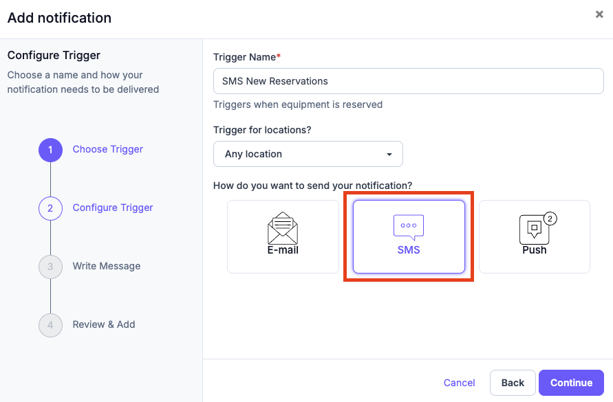 Setting up SMS notifications